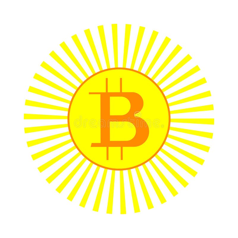 Bitcoin and Sun Icon Vector Illustration in Flat Style Isolated on ...