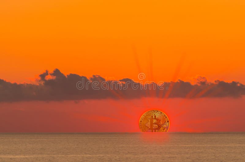 Bitcoin instead a Sun with Rays Three Quarters Visible on the Horizon ...