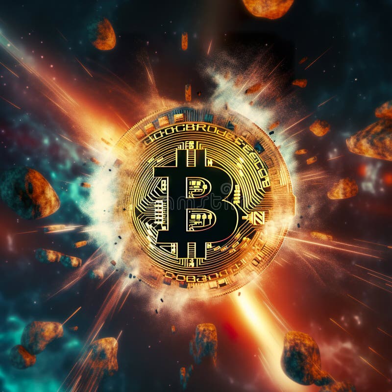A Bitcoin Surrounded by Space and Stars. AI Generative Image Stock ...
