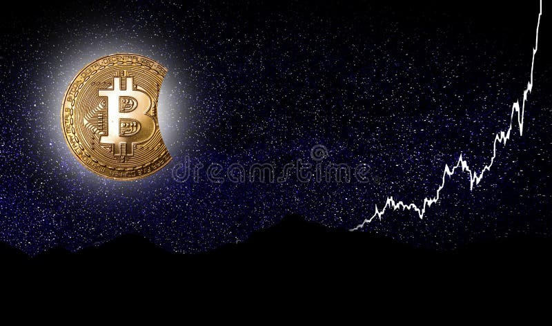 Bitcoin Symbol As a Moon in Front of Night Sky Stock Image - Image of ...