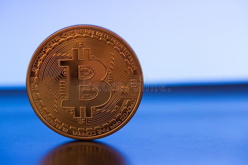 Bitcoin and blue chart stock photo. Image of exchange - 85419986