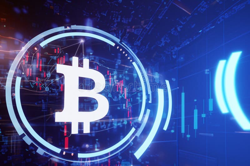 Bitcoin Symbol on a Blue Background in a Futuristic and Modern Style ...