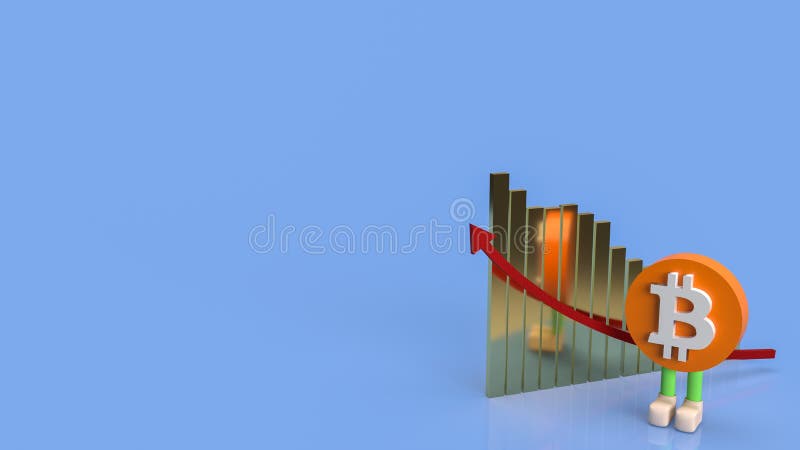 The Bitcoin Symbol Character and Chart Arrow Up for Business or ...