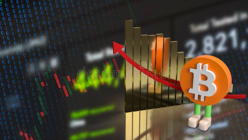 The Bitcoin Symbol Character and Chart Arrow Up for Business or ...