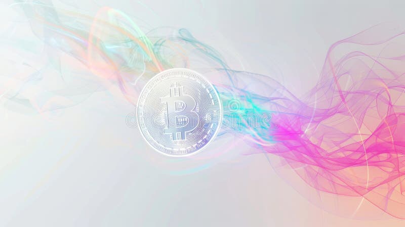 Bitcoin Symbol with Colorful Abstract Wave, Digital Currency Concept ...