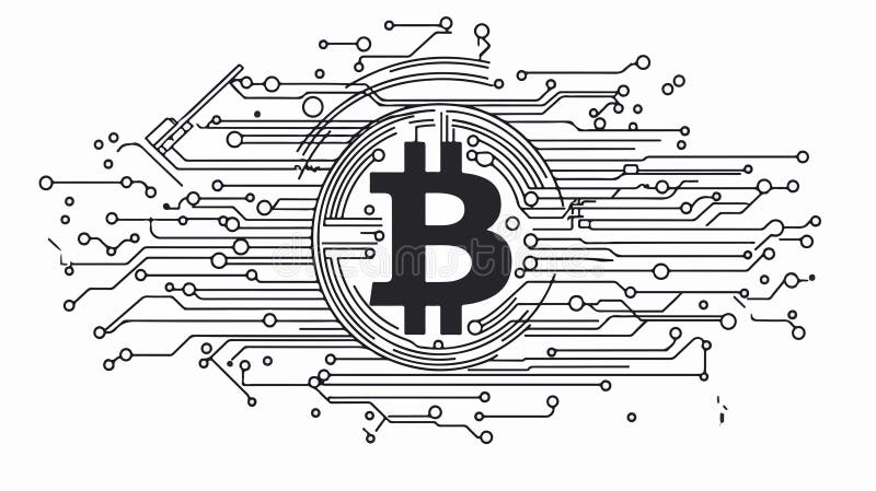 Bitcoin Symbol Connected in Large Cloud Outline Stock Vector ...