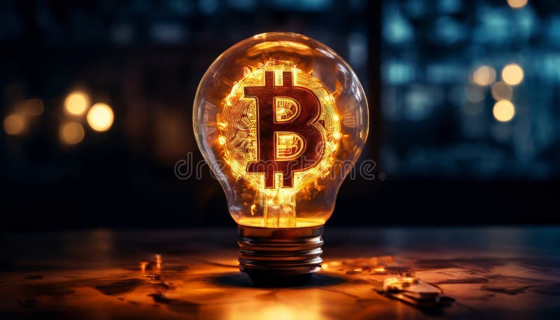 Glowing Bitcoin Inside a Lightbulb Symbolizing Innovation and Ideas Stock Image - Image of ...