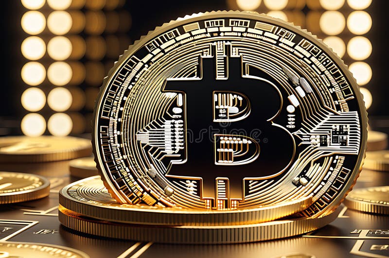 Bitcoin Symbol Embossed on a Shining Coin: Intricate Circuit Patterns ...
