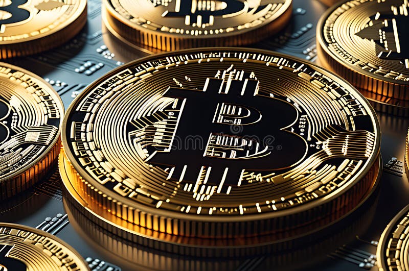 Bitcoin Symbol Embossed on a Shining Coin: Intricate Circuit Patterns ...