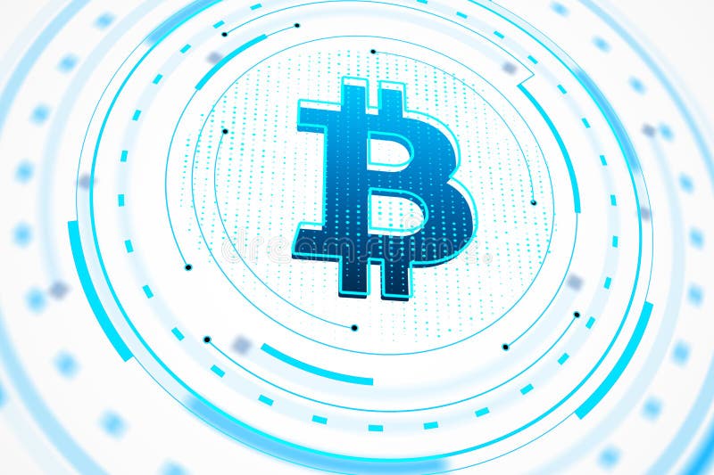 Bitcoin Symbol in a Futuristic Digital Style with Circular Elements and Blue Gradients on a ...