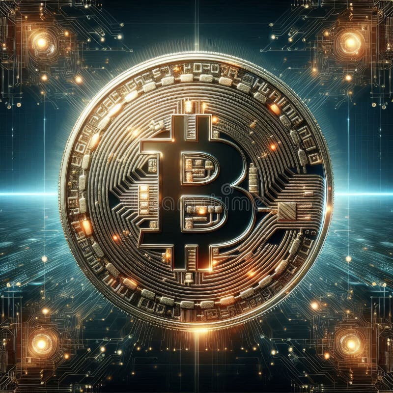 Bitcoin Symbol Glowing in a High-tech Digital Grid Stock Photo - Image ...