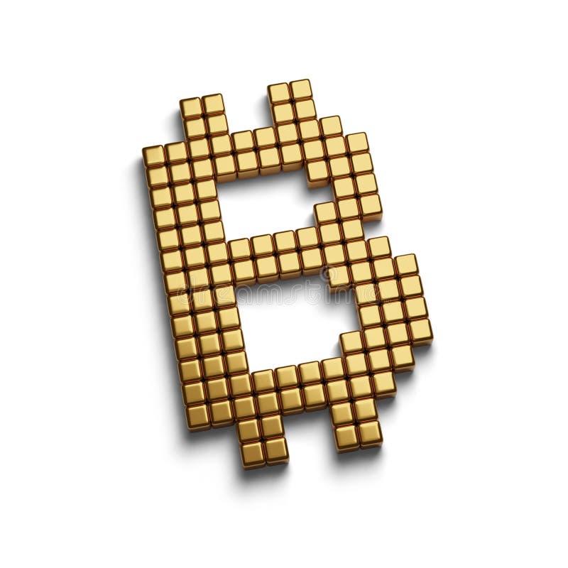 Bitcoin Symbol with Golden Cubes Isolated on White Background. 3d ...