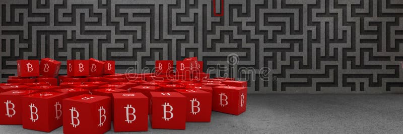 Bitcoin Symbol Icons and Maze Stock Illustration - Illustration of ...