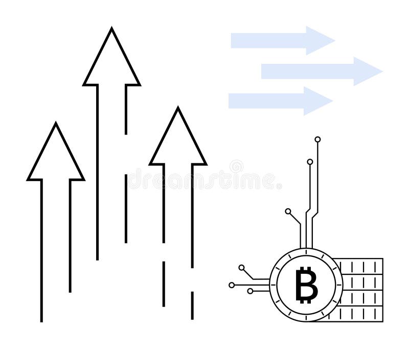Bitcoin Growth with Arrows and Technological Advancements Symbolizing ...