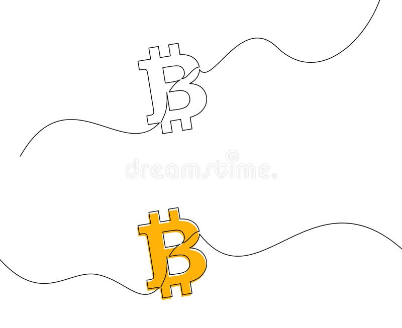 Bitcoin Symbol in Minimalist Continuous Line Style Stock Illustration ...