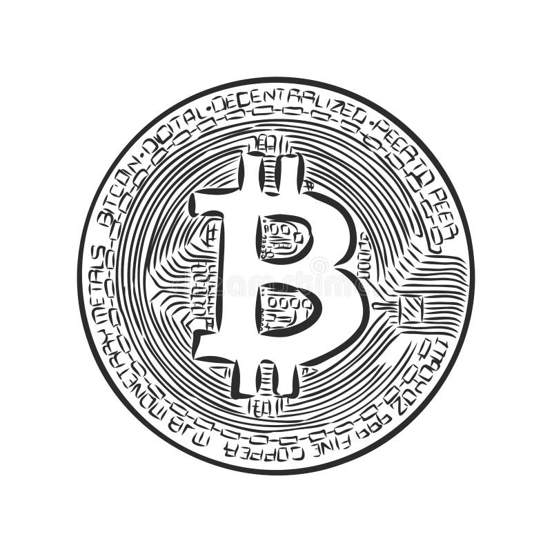 Bitcoin Symbol. Outline Vector Illustration Isolated on White ...