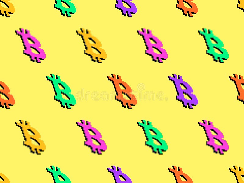 Bitcoin Symbol in Pixel Style. Seamless Pattern with the Bitcoin Symbol ...