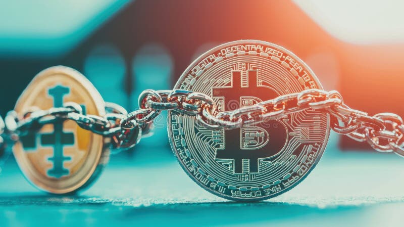 Ai Generative. Bitcoin Symbol Surrounded by Chains, Representing ...