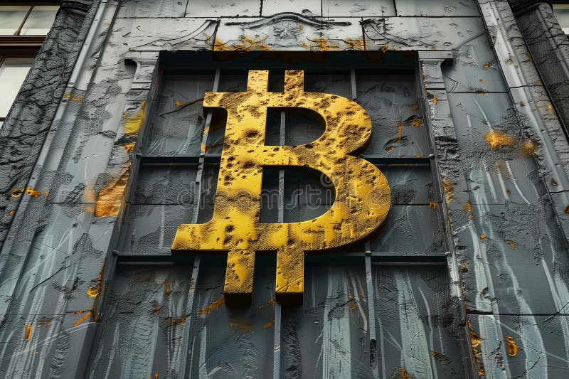 Bitcoin Symbol on the Wall of a Building. Stock Illustration ...