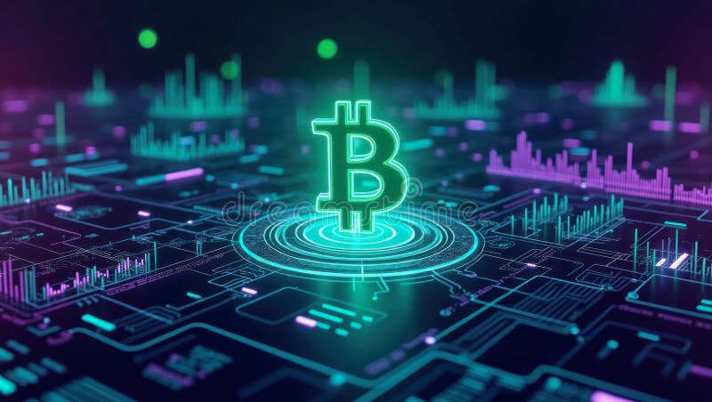 Bitcoin Tech Advancements Showcased in Digital Graphics Stock Image ...