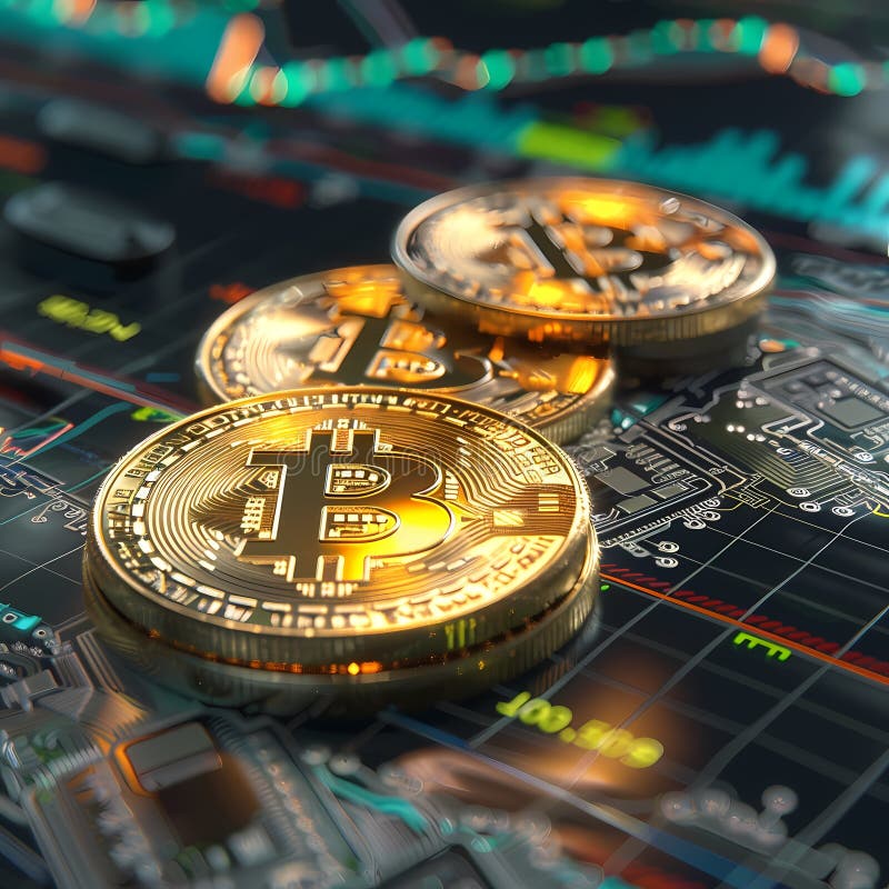Bitcoin on Tech-Driven Graph AI Generative Stock Photo - Image of ...