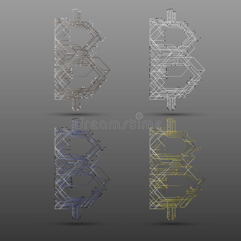 Bitcoin Technology of the Future Set of Icons and Labels Vector Stock ...