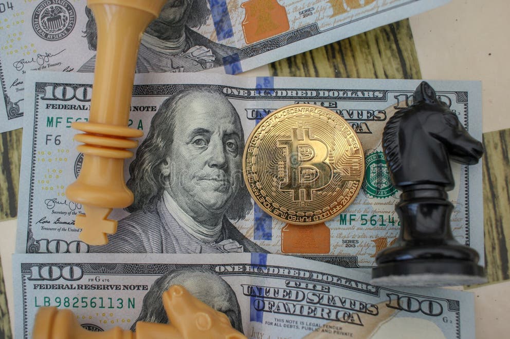 Bitcoin on a Ten Dollar Bank Note Stock Photo - Image of euro, strategy ...