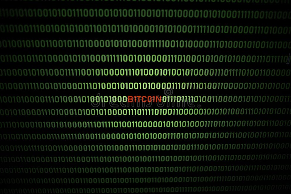BITCOIN Text and Binary Code Concept from the Desktop Computer Screen Stock Photo - Image of ...