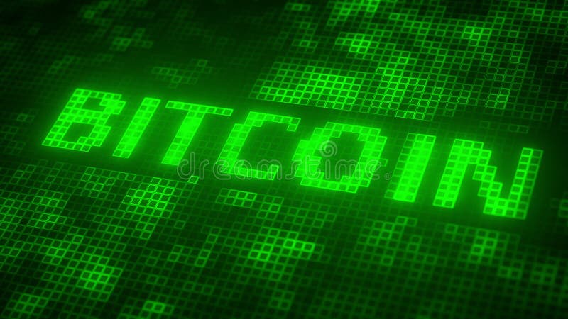 BITCOIN Text Made of Pixels on the Screen, 3D Rendering Stock ...