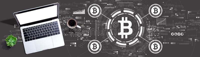 Bitcoin Theme with a Laptop Computer Stock Photo - Image of concept ...