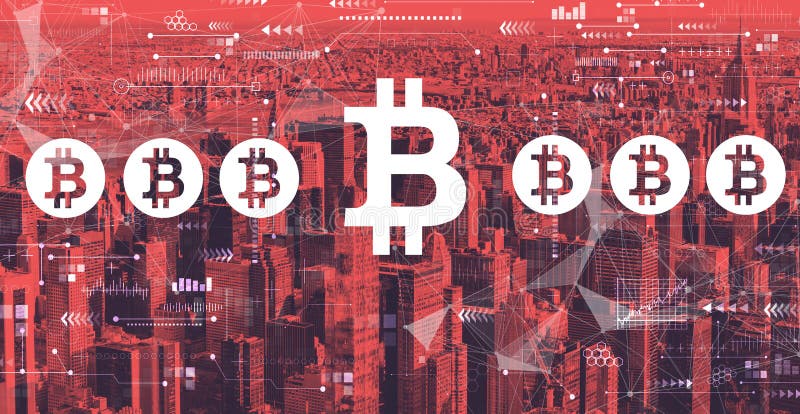 Bitcoin Theme with the New York City Stock Illustration - Illustration ...