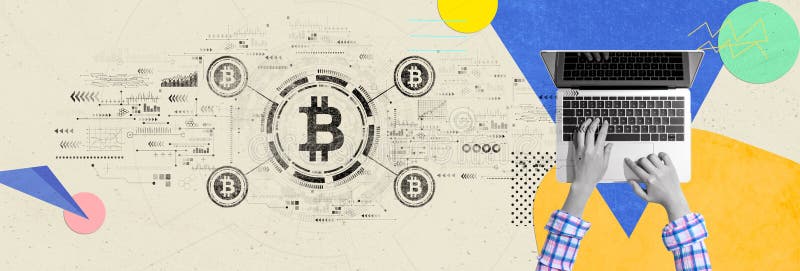 Bitcoin Theme with Person Using a Laptop Computer Stock Photo - Image ...