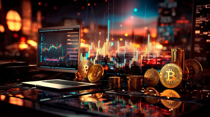 Bitcoin-themed Graphics, Including the Bitcoin Logo, Charts, and ...