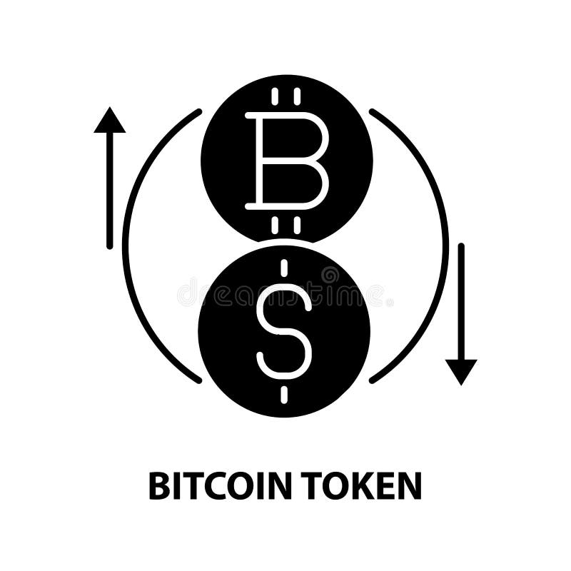 Bitcoin Token Icon, Black Vector Sign with Editable Strokes, Concept ...