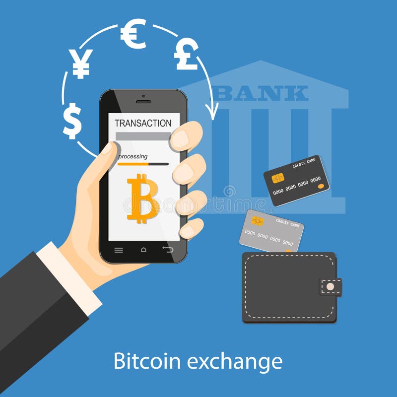 Bitcoin Transaction Exchange Stock Vector - Illustration of ...