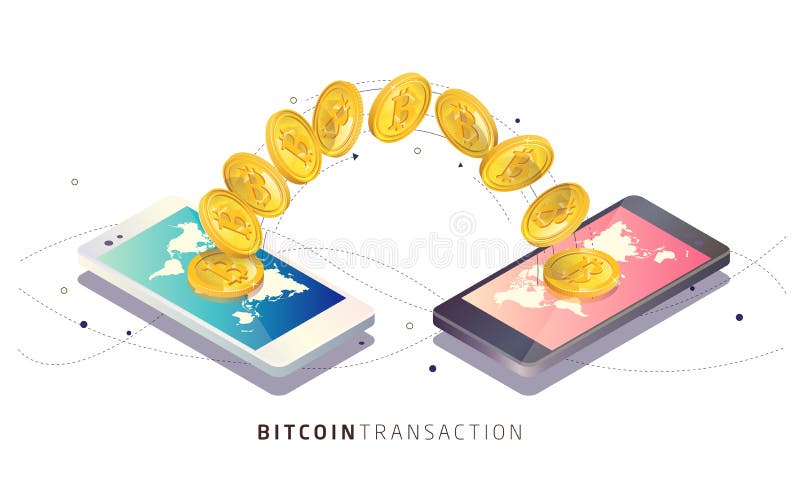 Bitcoin Transaction. Vector Isometric Illustration. Stock Vector ... Bitcoin Transaction. Vector Isometric Illustration. Stock Vector ...