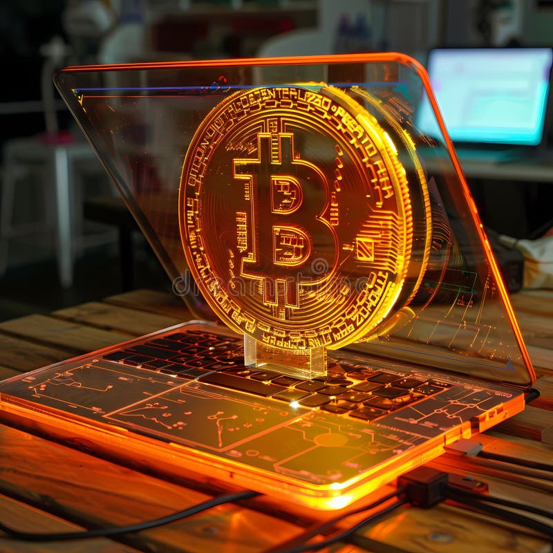 Bitcoin on Transparent Tech Device AI Generative Stock Image - Image of ...