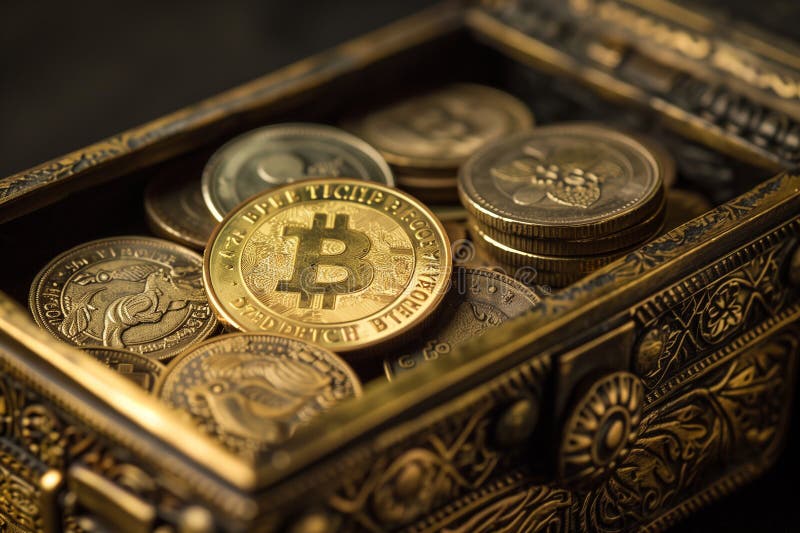 Bitcoin in the Treasure Chest Background, Generative AI Stock ...