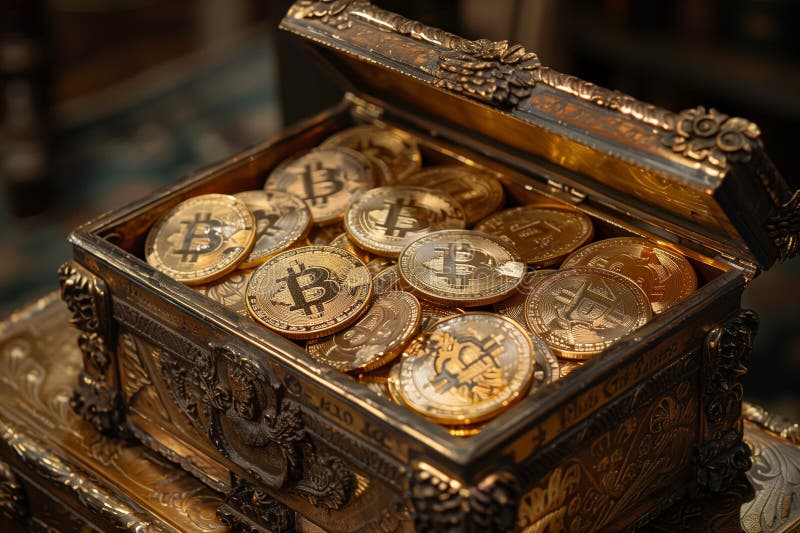 Bitcoin in the Treasure Chest Background, Generative AI Stock ...