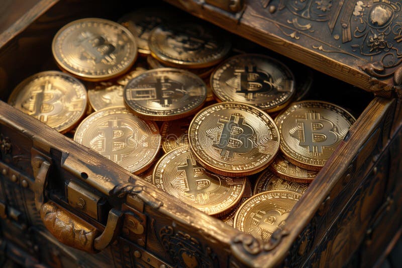 Bitcoin in the Treasure Chest Background, Generative AI Stock ...