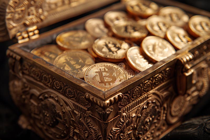 Bitcoin in the Treasure Chest Background, Generative AI Stock ...