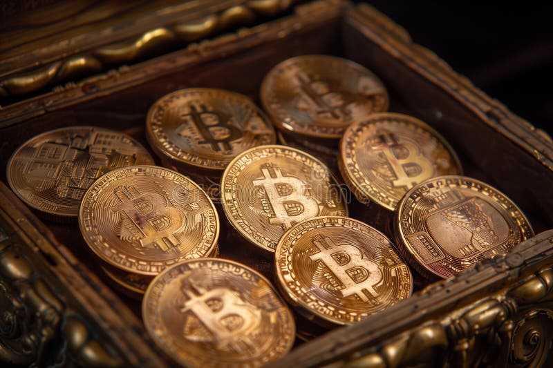 Bitcoin in the Treasure Chest Background, Generative AI Stock ...