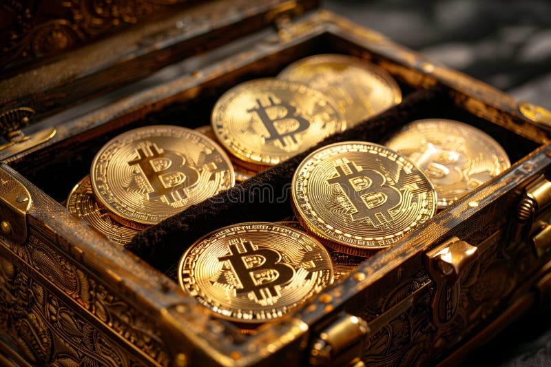 Bitcoin in the Treasure Chest Background, Generative AI Stock ...