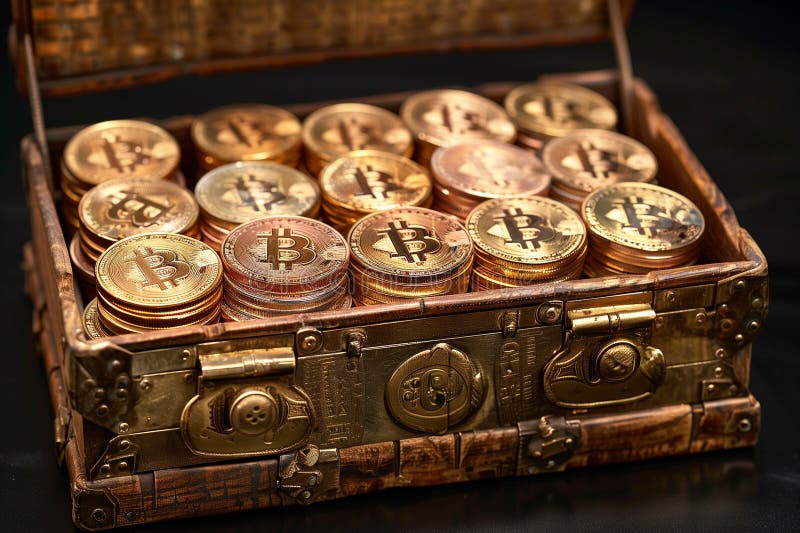 Bitcoin in the Treasure Chest Background, Generative AI Stock ...