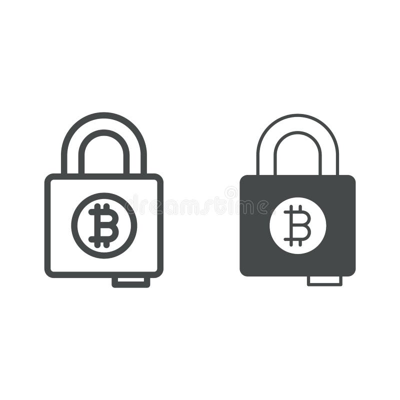 Bitcoin Under Lock and Key Line and Solid Icon, Cryptocurrency Concept, BTC Locked Vector Sign ...
