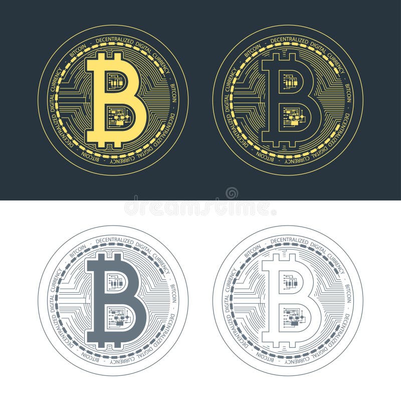 Bitcoin Various Color Silhouettes in Set Isolated Stock Vector ...