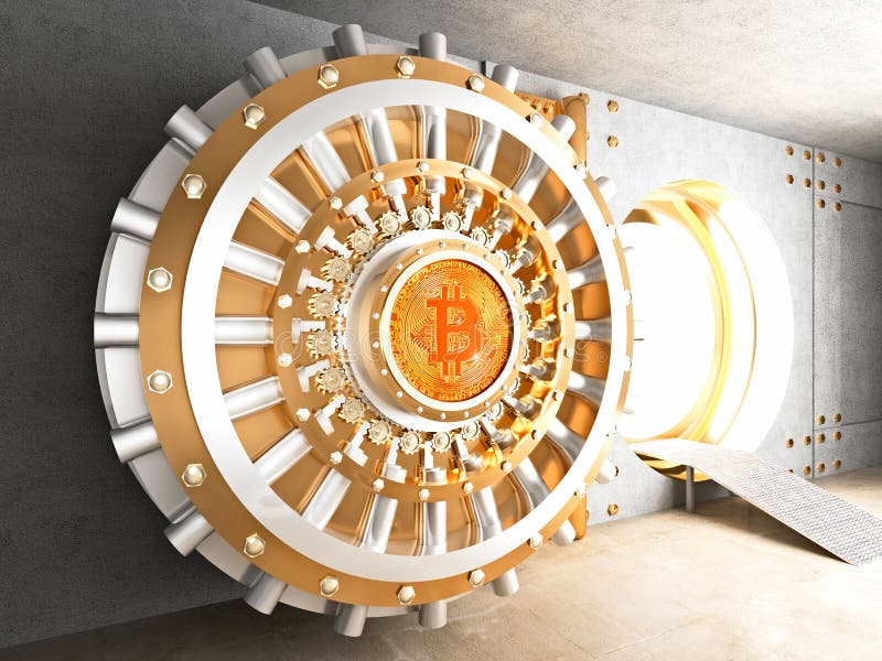 Bitcoin vault door stock illustration. Illustration of steel - 92869501