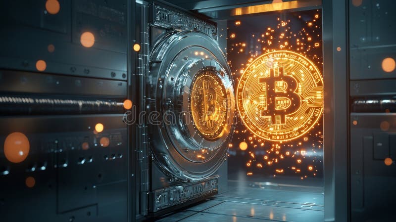 Bitcoin Vault stock illustration. Illustration of investment - 335078111