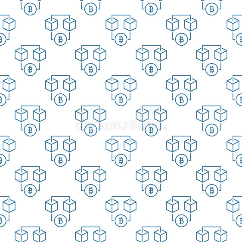 Bitcoin Vector Blockchain Technology Seamless Pattern in Thin Line Style Stock Vector ...