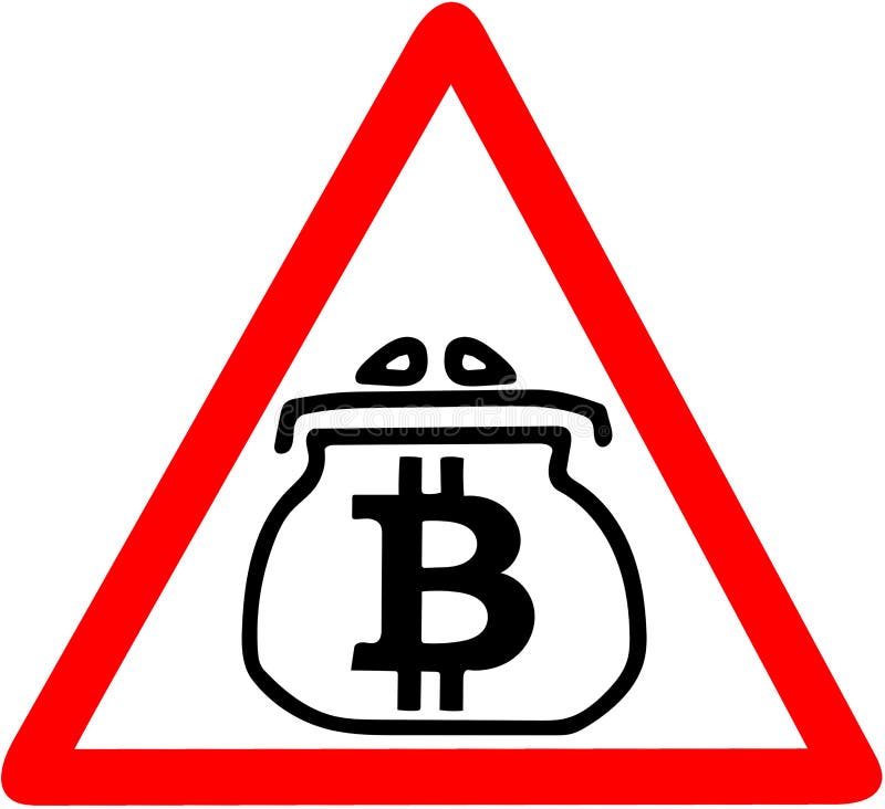 Bitcoin Wallet Caution Warning Cash Bitcoin Symbol Triangular Red Road ...